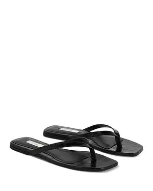 TOTEME Croco Embossed Flip Flops - Black