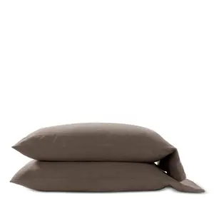 HAMAM Wrinkle Washed Linen Casual Pillowcase Pair, Queen - Mocha