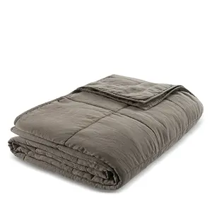 HAMAM Wrinkle Washed Linen Quilted Bedspread, Queen - Mocha
