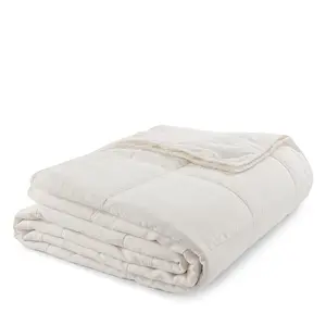HAMAM Wrinkle Washed Linen Quilted Bedspread, King - Ivory