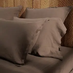 HAMAM Wrinkle Washed Linen Sheet Set, Queen - Mocha