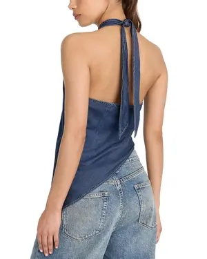 Good American Asymmetric Hem Halter Top