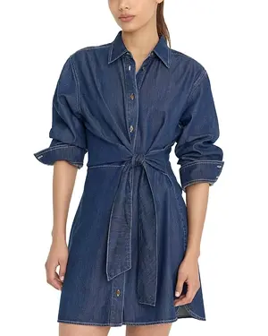 Good American Denim Wrap Shirt Dress - Indigo