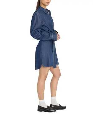 Good American Denim Wrap Shirt Dress - Indigo