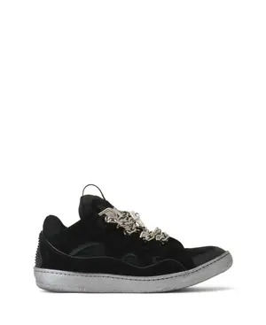 LANVIN Curb Sneakers With Chain Detail - Black/silver