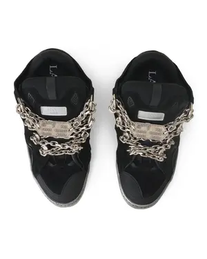 LANVIN Curb Sneakers With Chain Detail - Black/silver