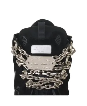LANVIN Curb Sneakers With Chain Detail - Black/silver