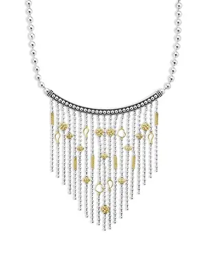 Lagos Sterling And 18k Yellow Gold Caviar Multi Strand Necklace - Silver