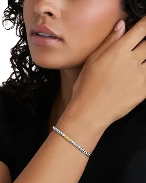 Lagos Sterling And 18k Yellow Gold Caviar Icon Stretch Bracelet