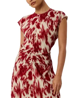 Whistles Blurred Floral Crepe Midi Dress