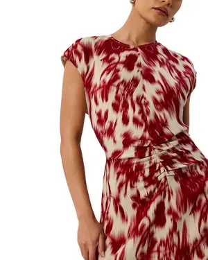 Whistles Blurred Floral Crepe Midi Dress