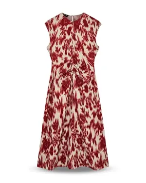 Whistles Blurred Floral Crepe Midi Dress