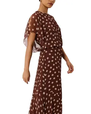 Whistles Polka Dot Midi Dress - Brown/multi