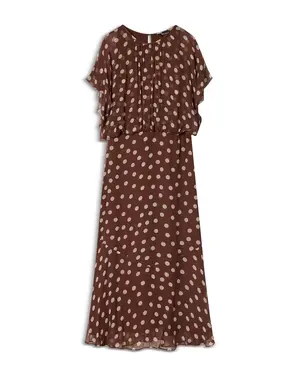 Whistles Polka Dot Midi Dress - Brown/multi