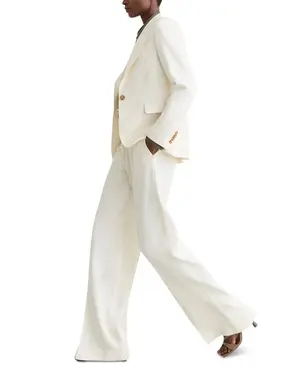 REISS Petites Wide Leg Trousers - Cream