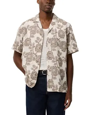 LES DEUX Lesley Flower Jacquard Short Sleeve Shirt
