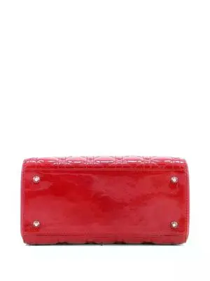Dior Lady Medium Satchel Cannage Quilt Patent - Red