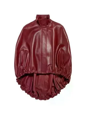 Balenciaga Stand Collar Leather Cape - Red