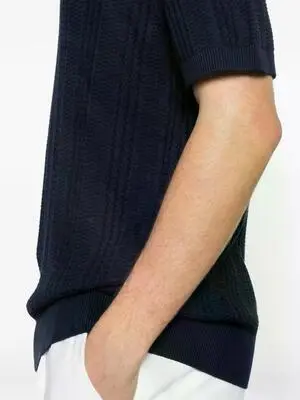 Canali V-neck Textured T-shirt