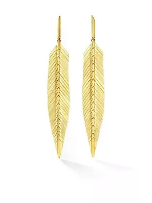 CADAR 18kt Gold Feather Earrings - Yellow