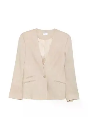 Marella Notched Lapel Single-button Linen Blazer