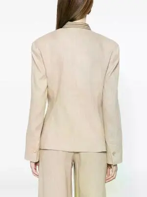 Marella Notched Lapel Single-button Linen Blazer