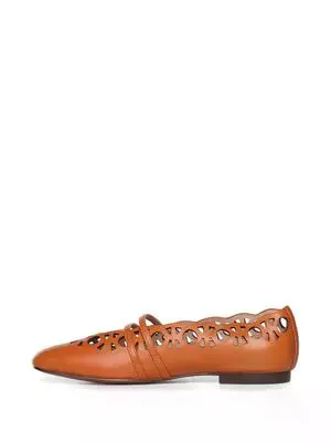 COCCINELLE Risako Buckled Cut-out Ballet Flats - Brown
