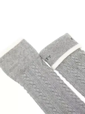 GOLDEN GOOSE Ribbed Crew Socks With Burgundy And Cream Details