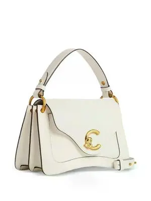 COCCINELLE Small C-me Leather Tote Bag - White
