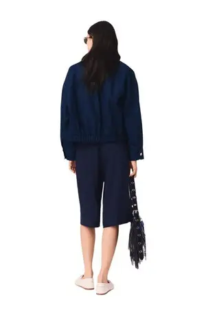 Maje Cotton Bomber Jacket - Navy