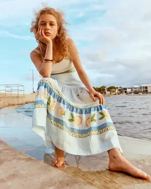 SMWR. BY THE SOMEWHERE CO Swan Lake Tiered Maxi Skirt