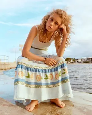 SMWR. BY THE SOMEWHERE CO Swan Lake Tiered Maxi Skirt