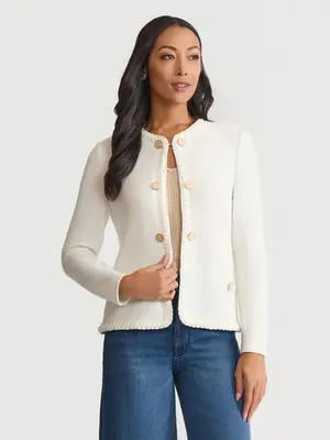 Misook Relaxed Lightweight Tweed Knit Jacket