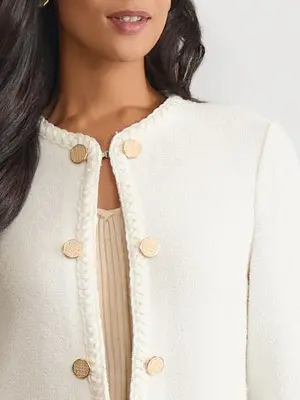 Misook Relaxed Lightweight Tweed Knit Jacket