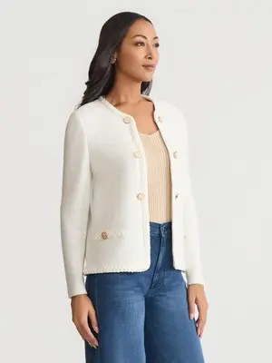 Misook Relaxed Lightweight Tweed Knit Jacket