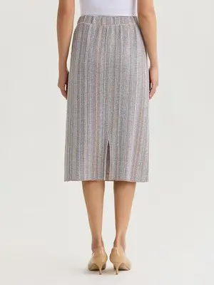 Misook Knit Straight Midi Skirt - Biscotti/powder Blue
