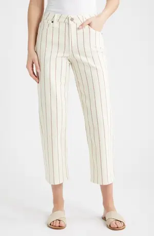 CITY BLUES Stripe Crop Straight Leg Jeans