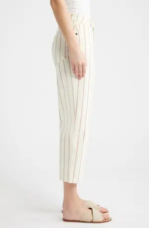 CITY BLUES Stripe Crop Straight Leg Jeans