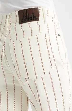 CITY BLUES Stripe Crop Straight Leg Jeans
