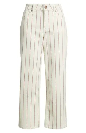 CITY BLUES Stripe Crop Straight Leg Jeans