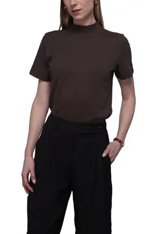 WILFANG Relaxed-fit Mock Neck T-shirt - Mocha