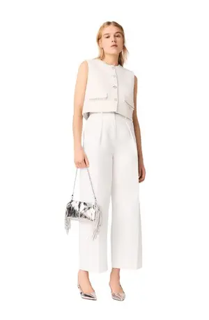 Maje High Waisted Wide-leg Trousers - White