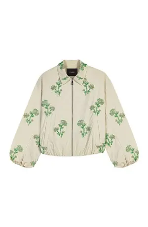 Maje Embroidered Technical Bomber Jacket - Beige