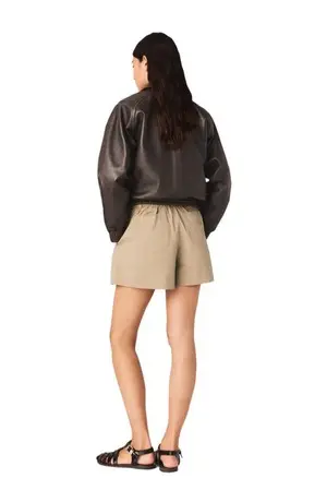 Maje Cotton Straight-leg Shorts With Belt