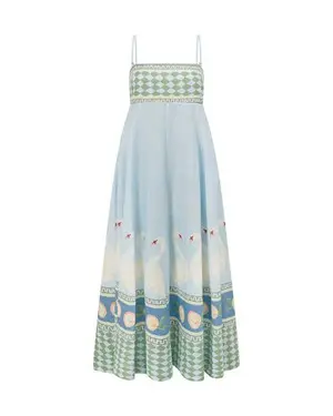 SMWR. BY THE SOMEWHERE CO Swan Lake Printed Linen Maxi Dress
