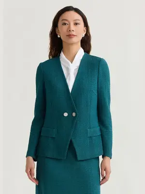 Misook Tailored Two-button Crossover Knit Jacket