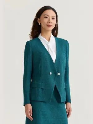 Misook Tailored Two-button Crossover Knit Jacket