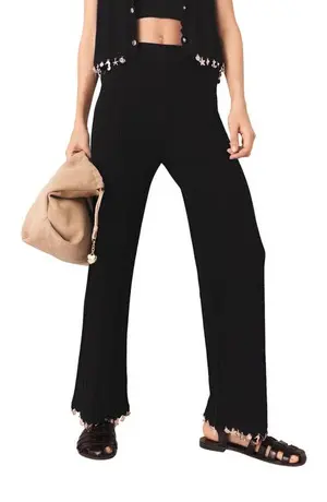 Maje Jeweled Knit Trousers