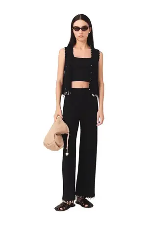 Maje Jeweled Knit Trousers