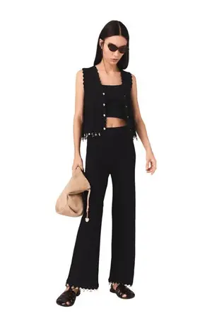 Maje Jeweled Knit Trousers
